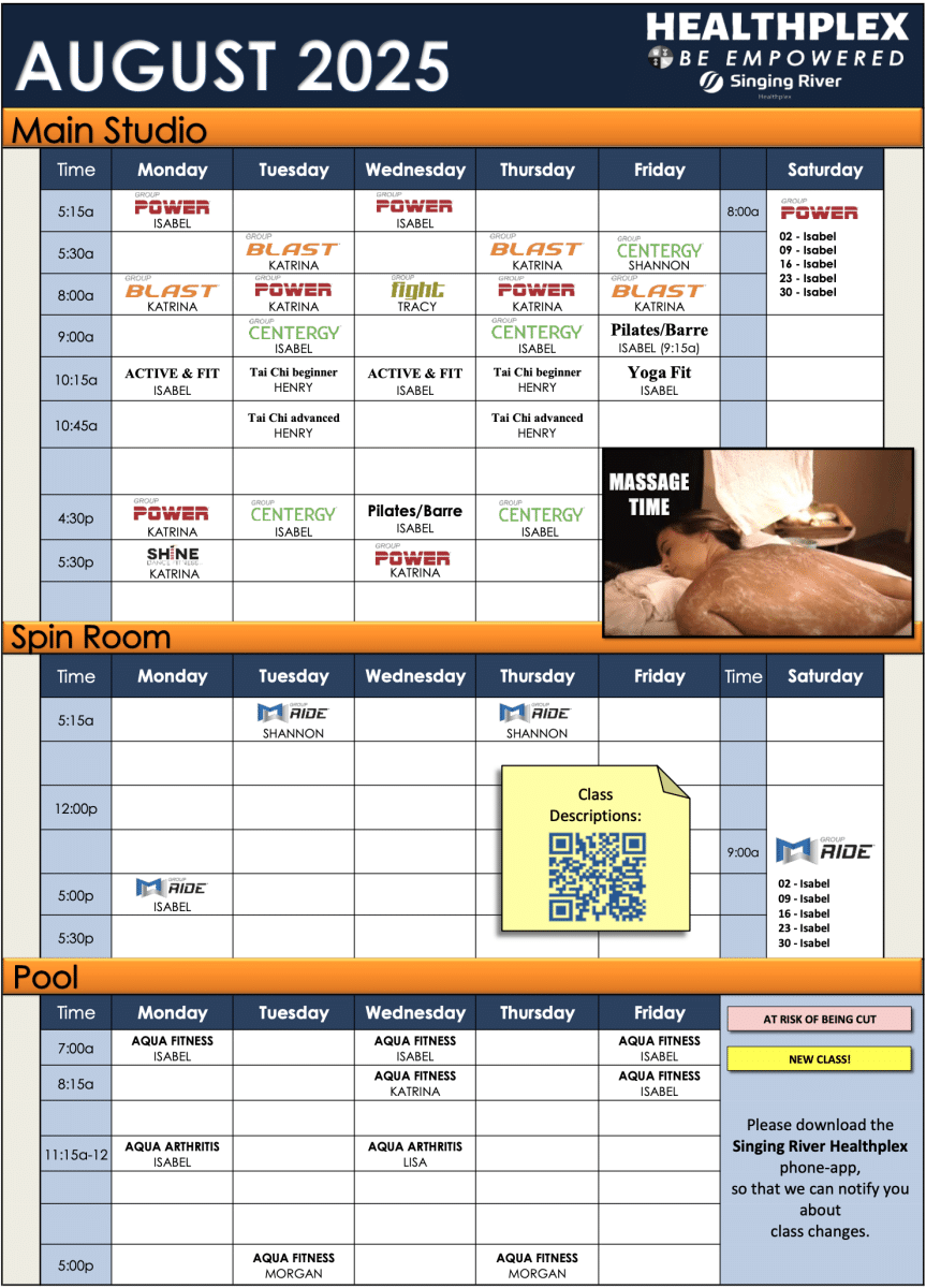 August Schedule | Singing River